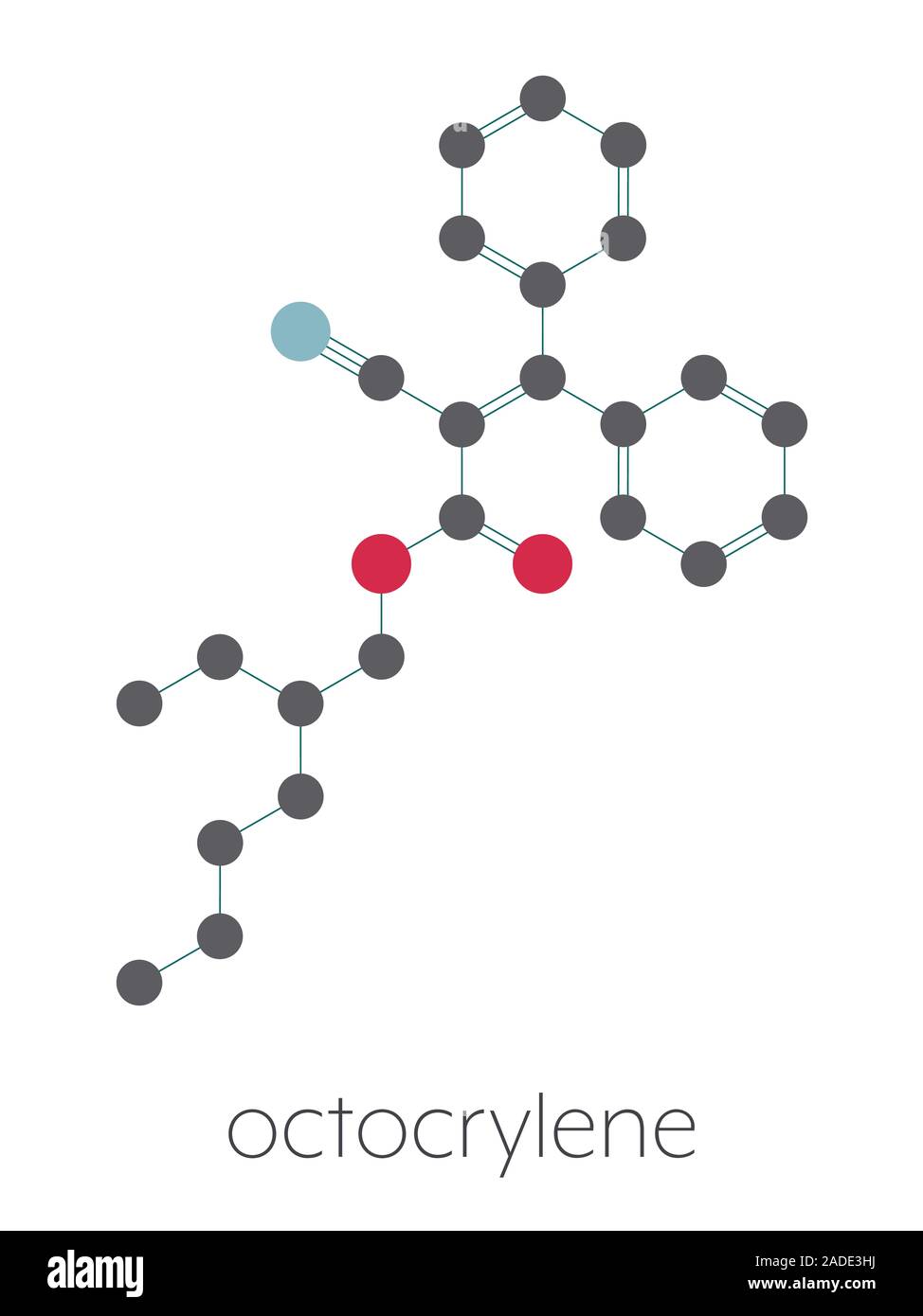 Octocrylene sunscreen molecule. Stylized skeletal formula (chemical ...