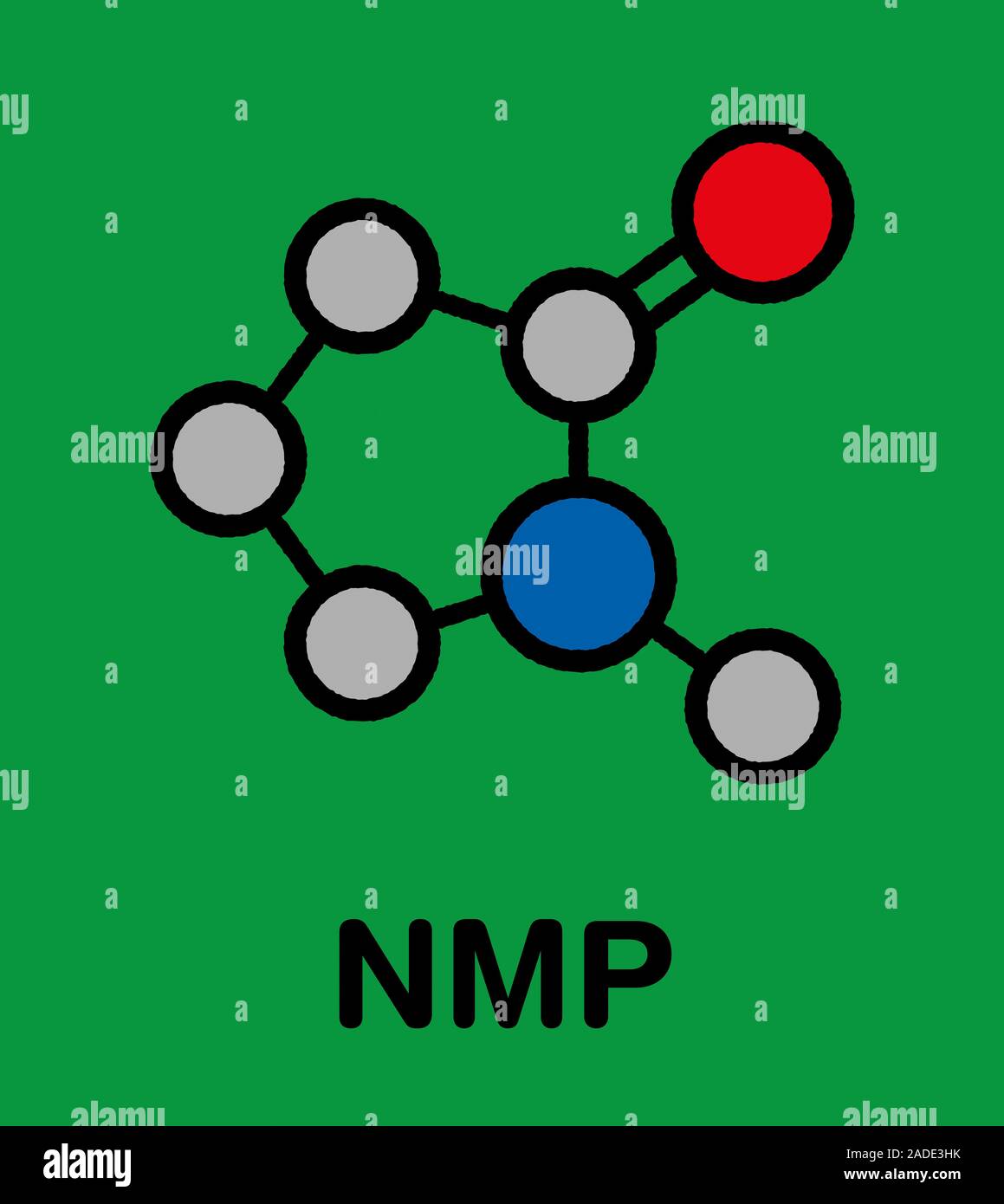 N-methyl-2-pyrrolidone (NMP) chemical solvent molecule. Stylized ...
