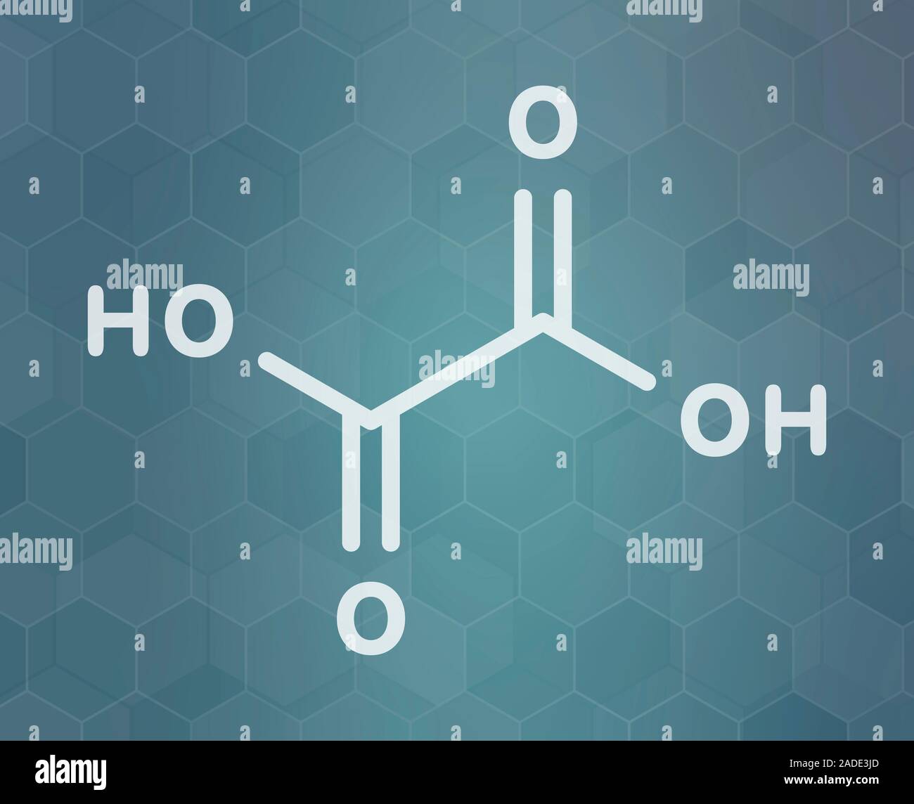 Oxalic acid molecule. White skeletal formula on dark teal gradient ...