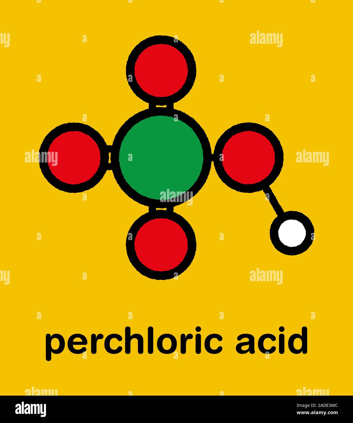 Perchloric acid superacid molecule. Stylized skeletal formula (chemical ...