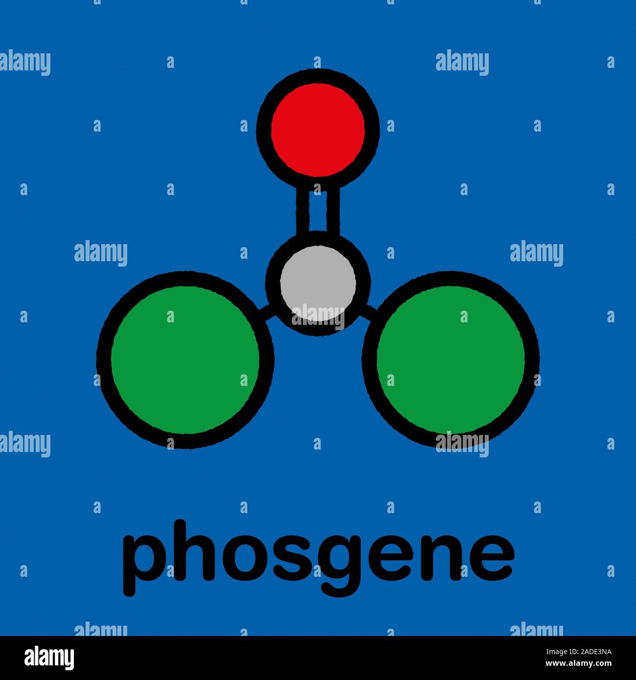 Phosgene molecule. Common chemical reagent, also used as chemical ...