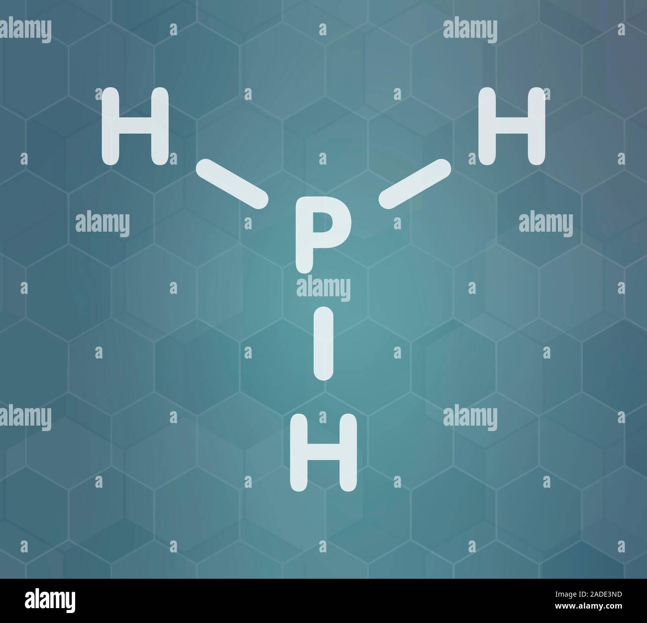 Phosphine (phosphane, PH3) molecule. Used as reagent in chemistry and ...