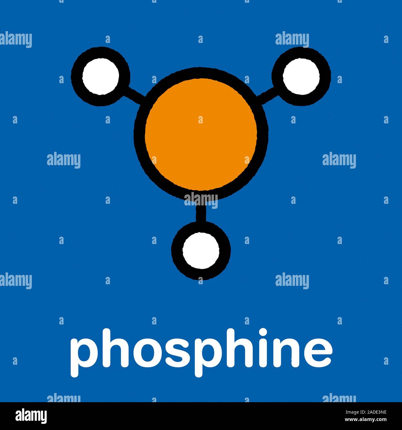 Phosphine (phosphane, PH3) molecule. Used as reagent in chemistry and ...
