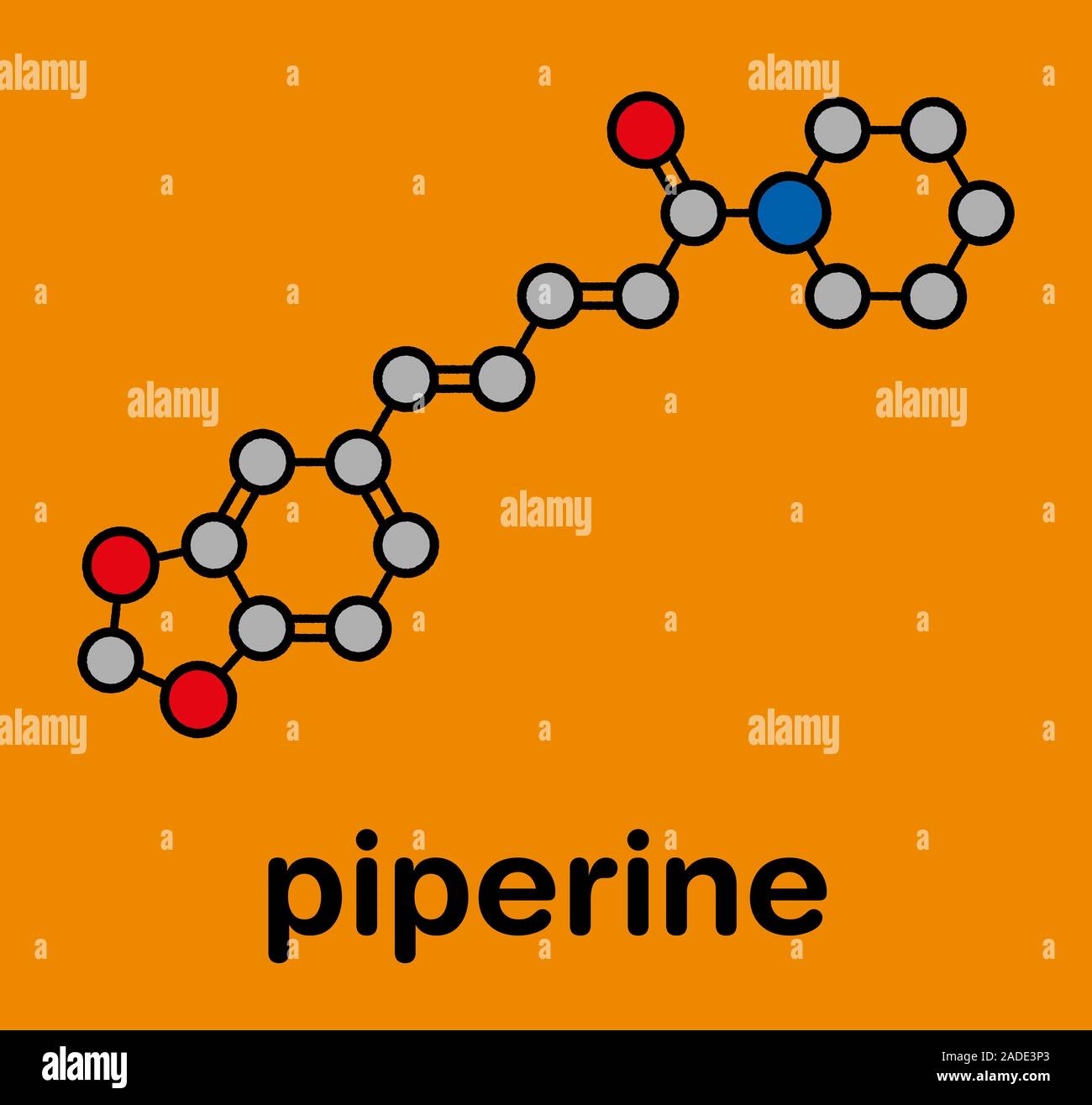 Piperine black pepper molecule. Responsible for the pungency of black ...