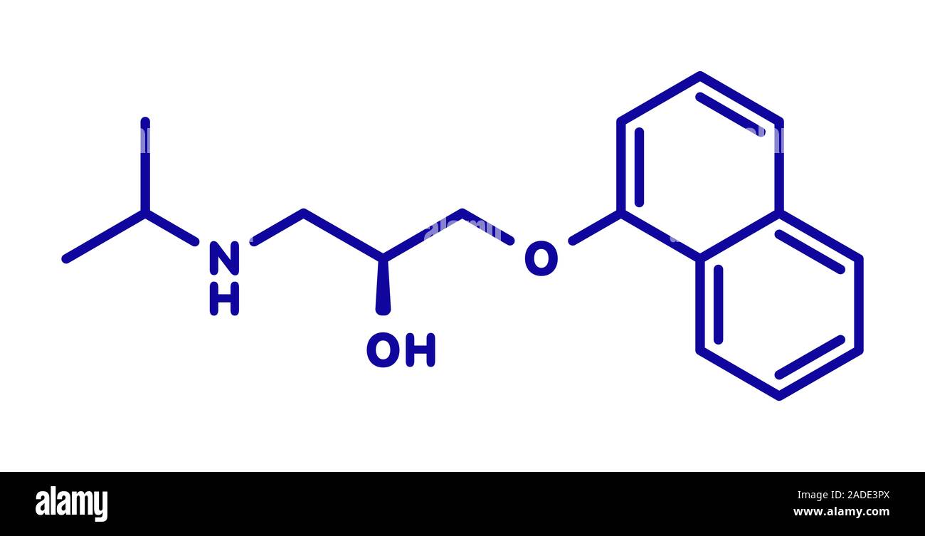 Propranolol high blood pressure drug molecule. Used to treat ...