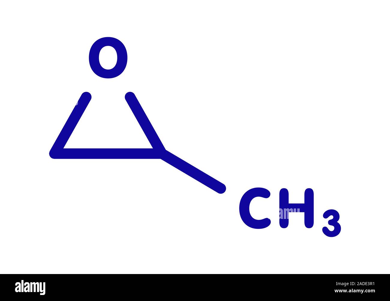 Propylene oxide molecule. Used as fumigant in pasteurization of almonds ...