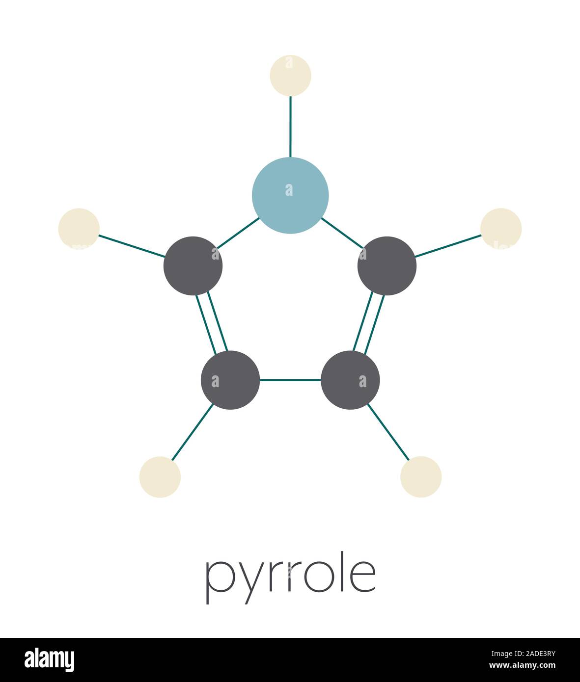 Pyrrole heterocyclic organic molecule. Stylized skeletal formula ...