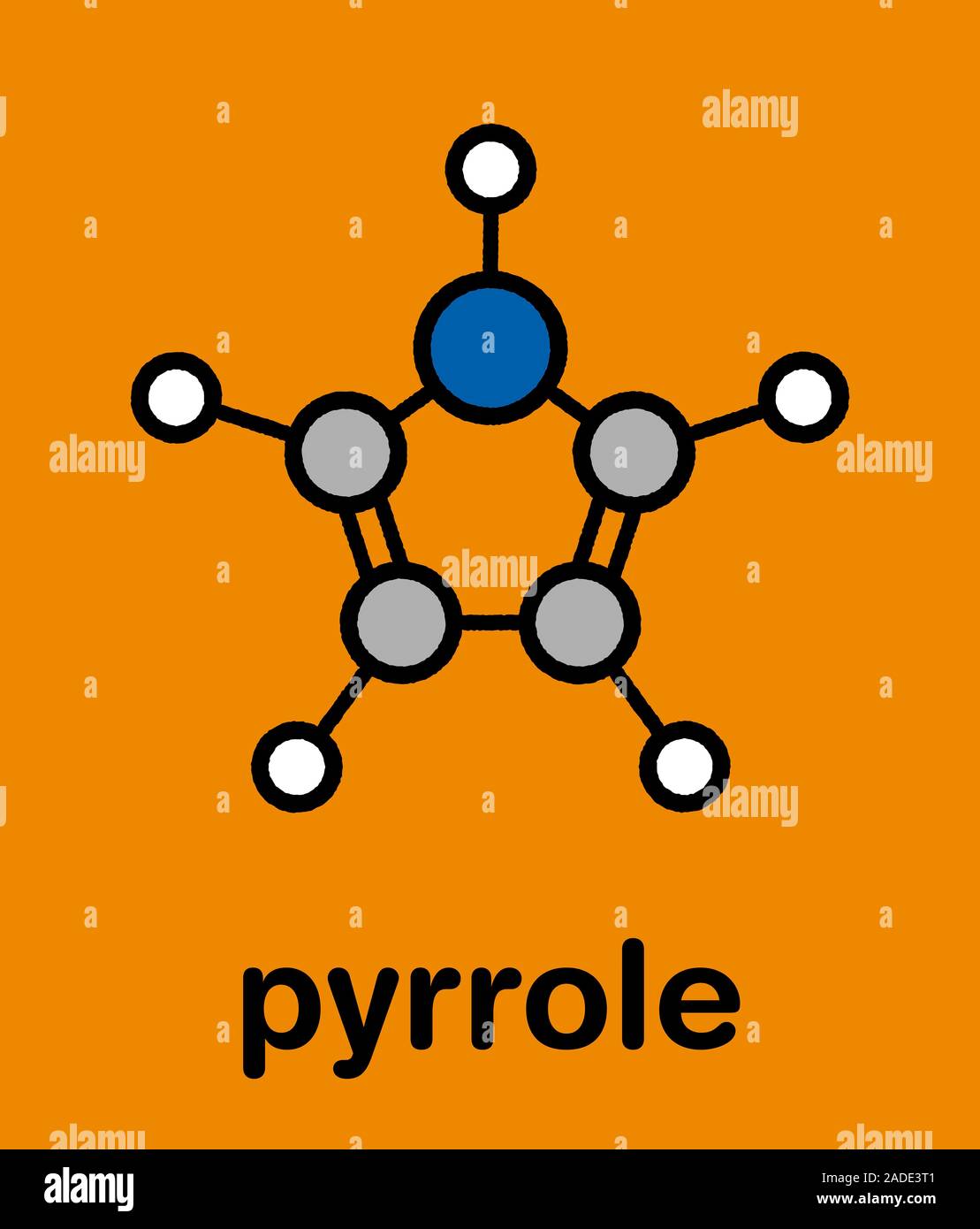 Pyrrole heterocyclic organic molecule. Stylized skeletal formula ...