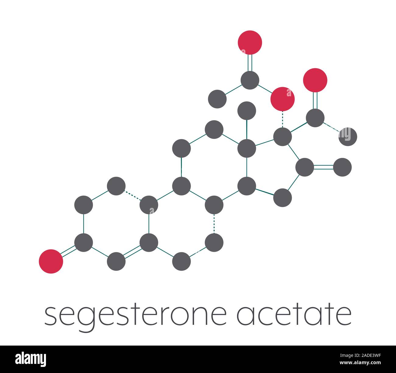 Segesterone acetate (SGA) drug molecule. Stylized skeletal formula ...