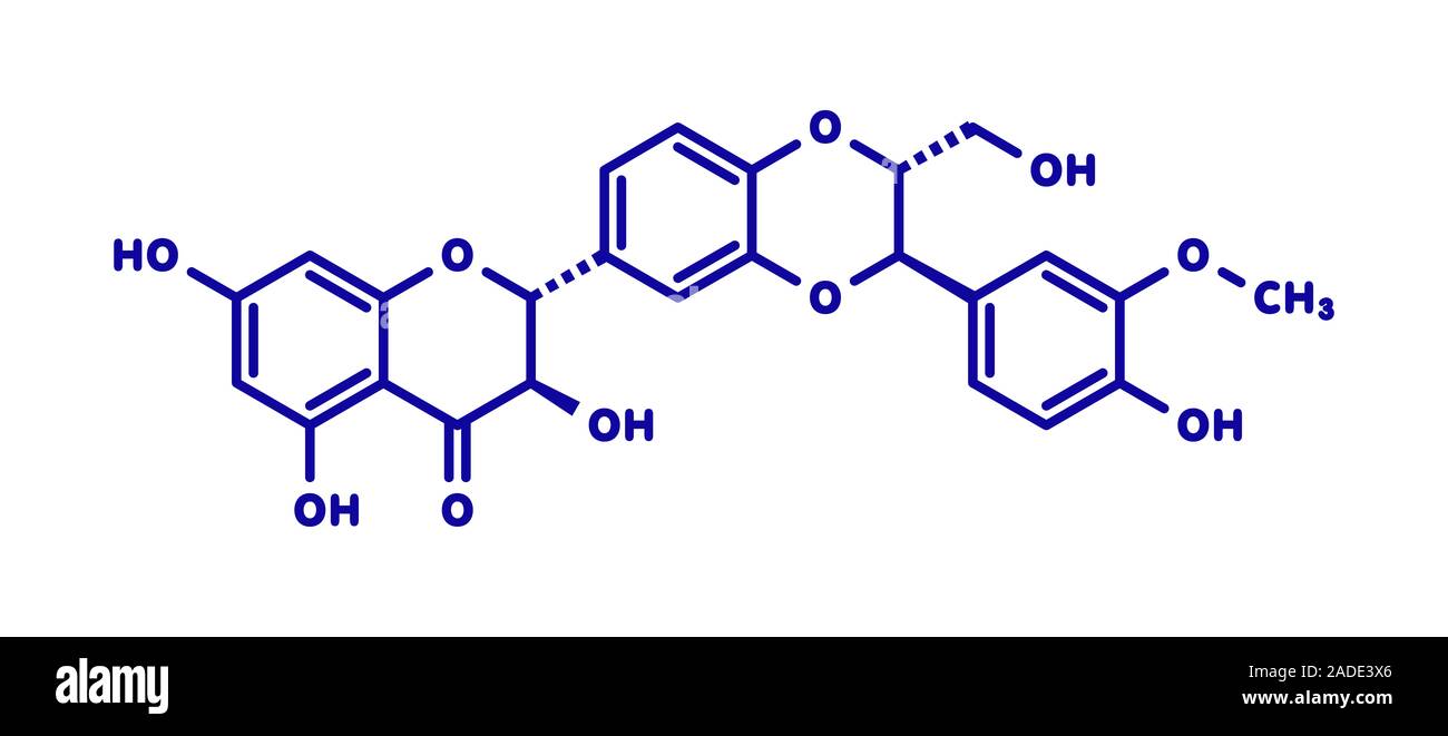 Silibinin (silybin) milk thistle molecule. Major constituent of ...