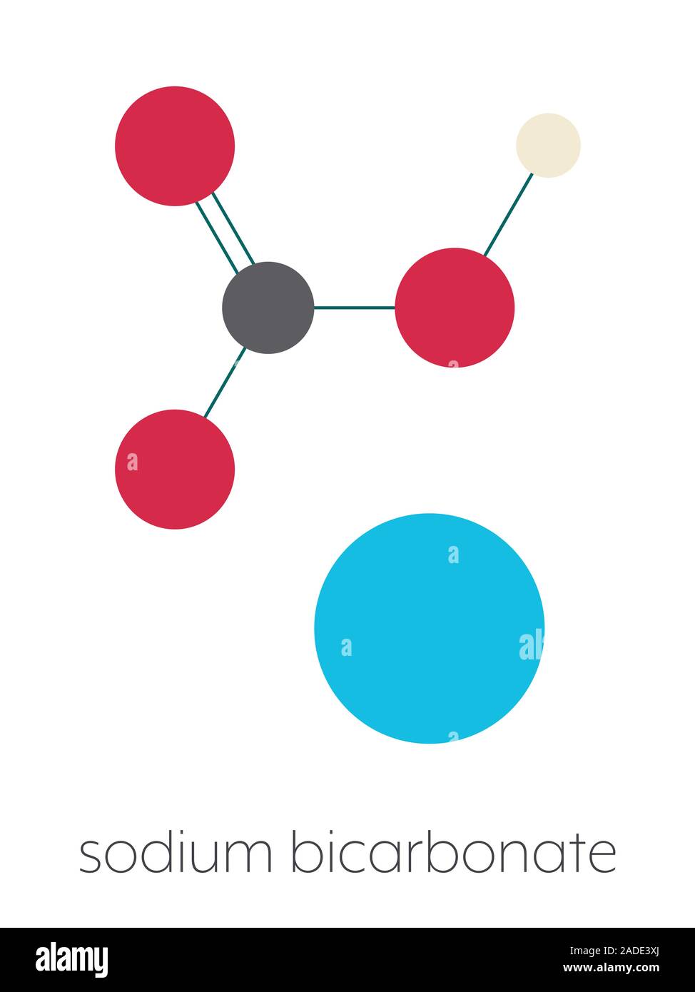 Sodium bicarbonate (baking soda), chemical structure. Stylized skeletal ...
