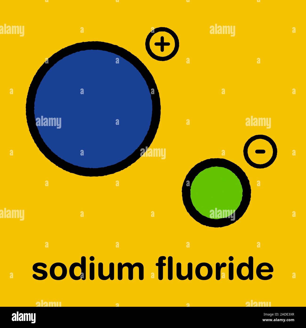Sodium fluoride, chemical structure. Stylized skeletal formula ...