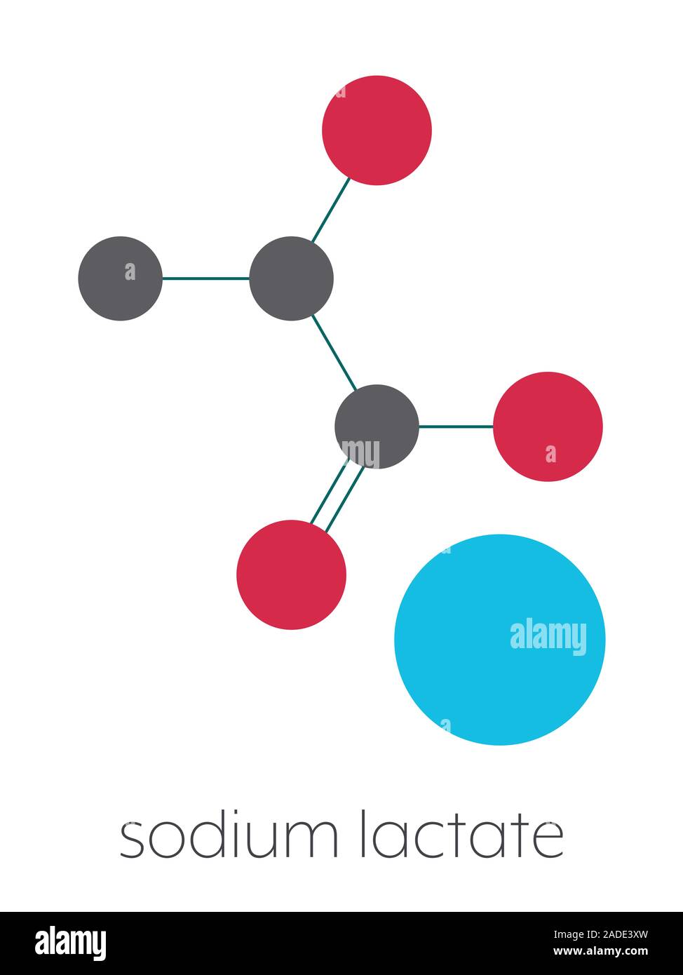 Sodium lactate, chemical structure. Stylized skeletal formula (chemical ...