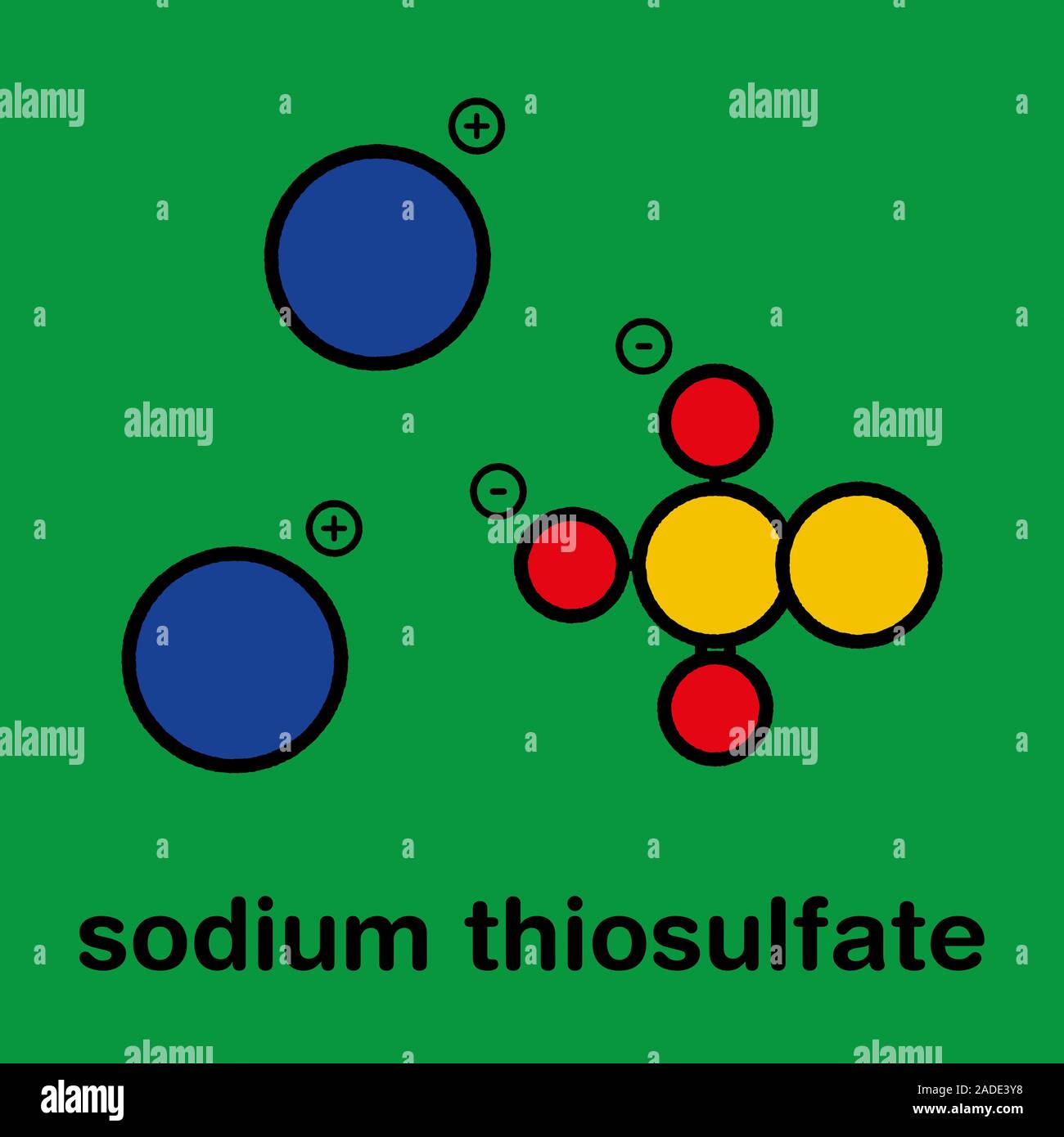 Sodium thiosulfate, chemical structure. Stylized skeletal formula ...
