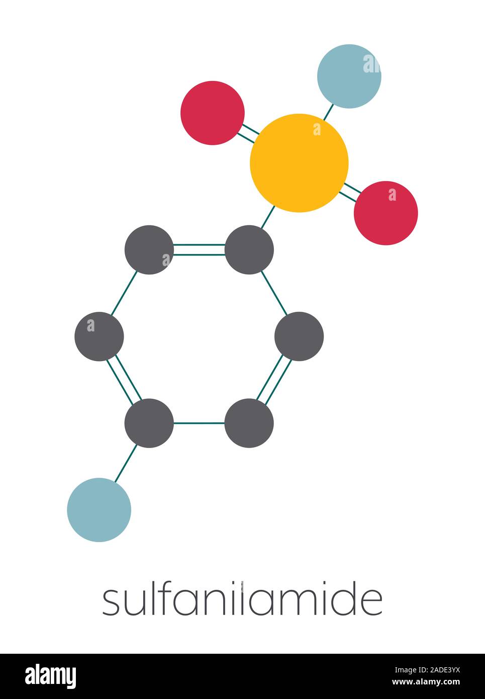 Sulfanilamide (sulphanilamide) sulfonamide antibiotic molecule. One of ...