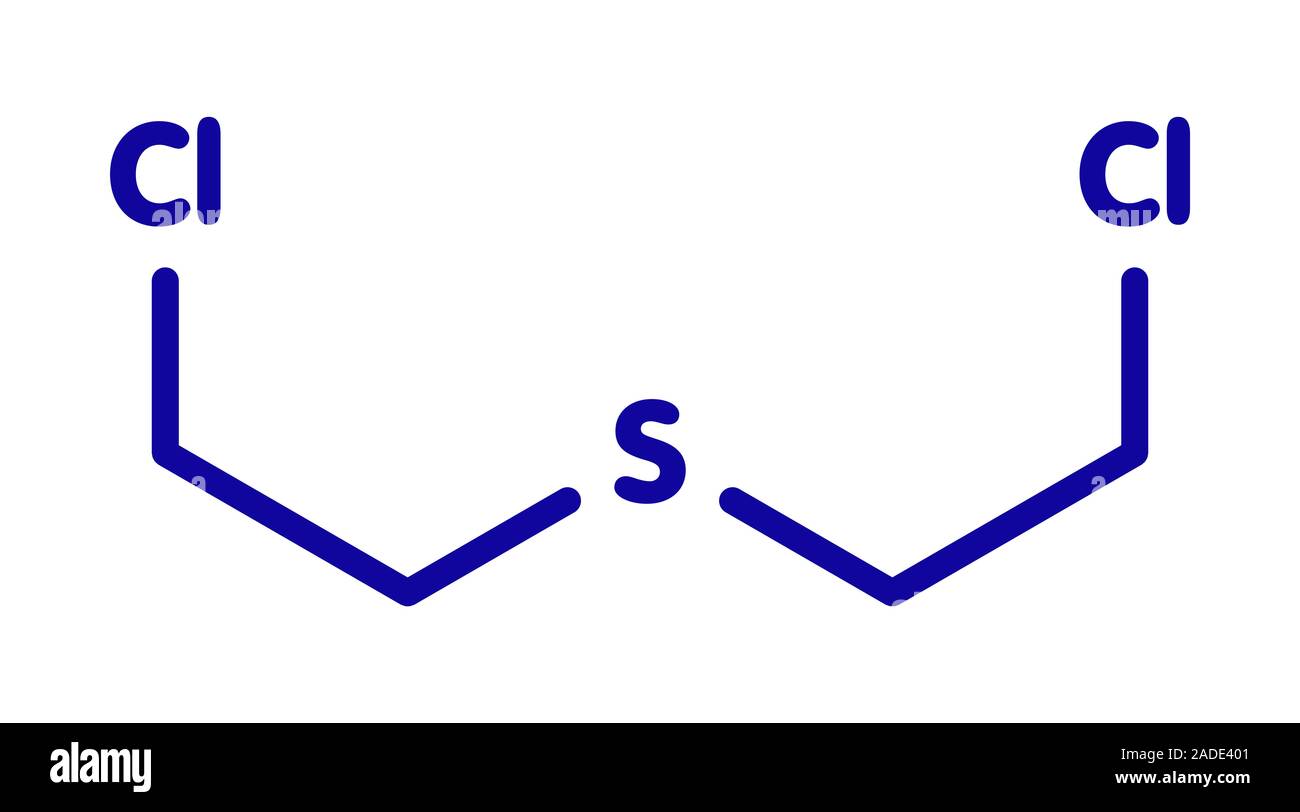 Sulfur mustard or bis(2-chloroethyl) sulfide molecule. Also known as ...