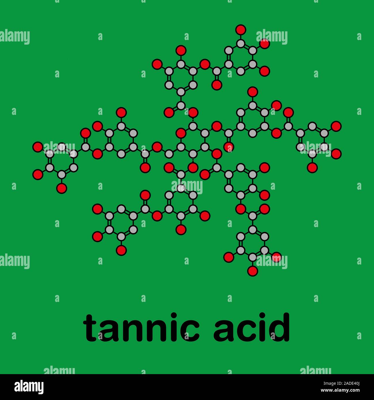 Tannic acid molecule (one isomer shown). Type of tannin. Stylized ...