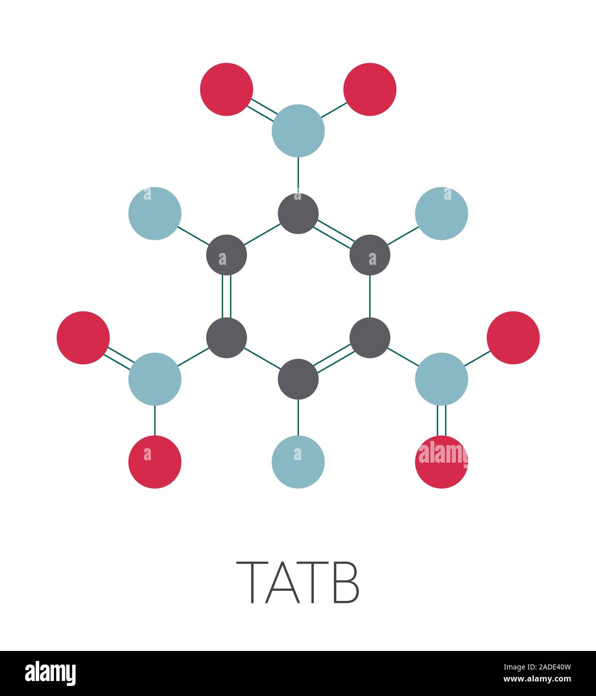 Triaminotrinitrobenzene (TATB) explosive molecule. Stylized skeletal ...