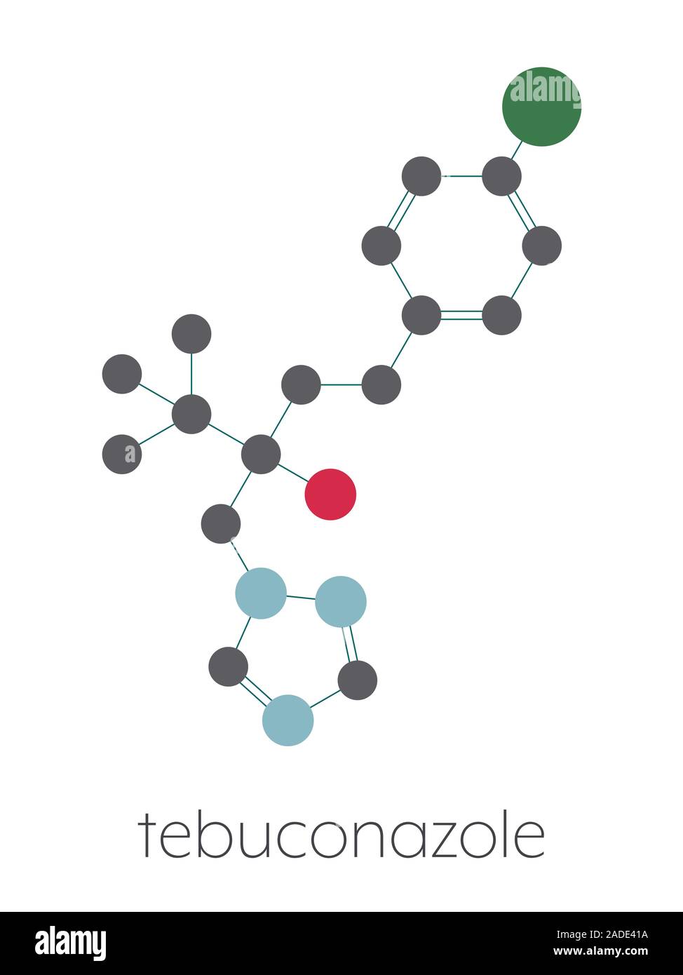 Tebuconazole fungicide molecule. Stylized skeletal formula (chemical ...
