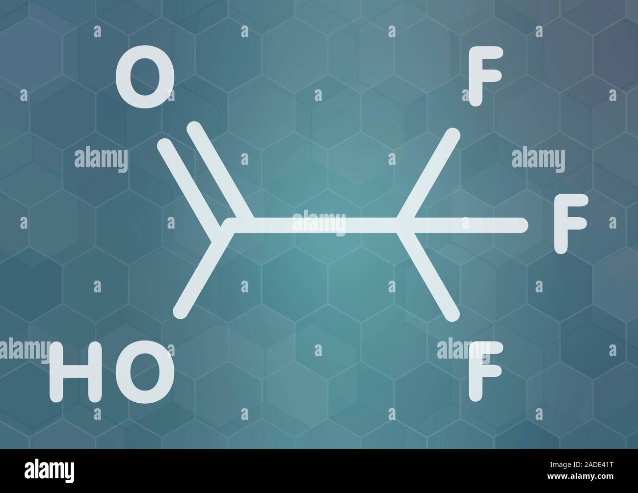 Trifluoroacetic acid (TFA) molecule. White skeletal formula on dark ...