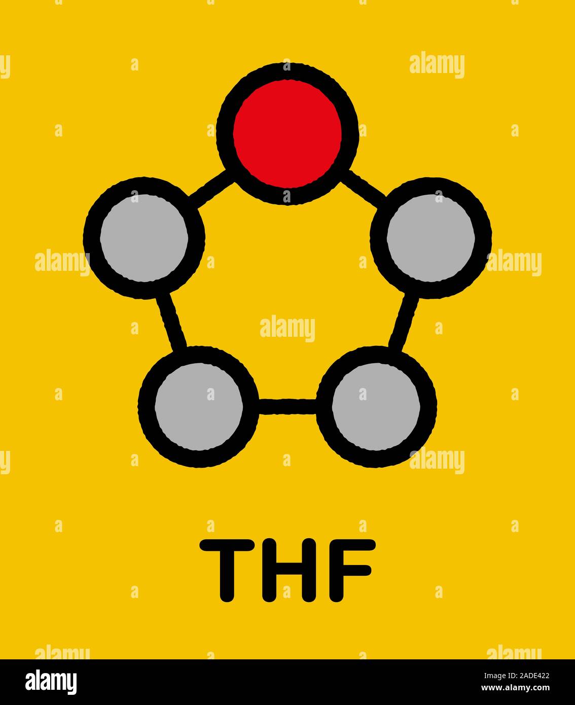 Tetrahydrofuran (THF, oxolane) solvent molecule. Stylized skeletal ...