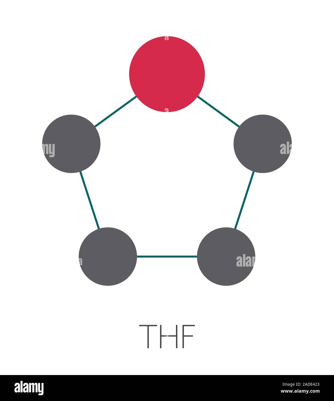 Tetrahydrofuran (THF, oxolane) solvent molecule. Stylized skeletal ...