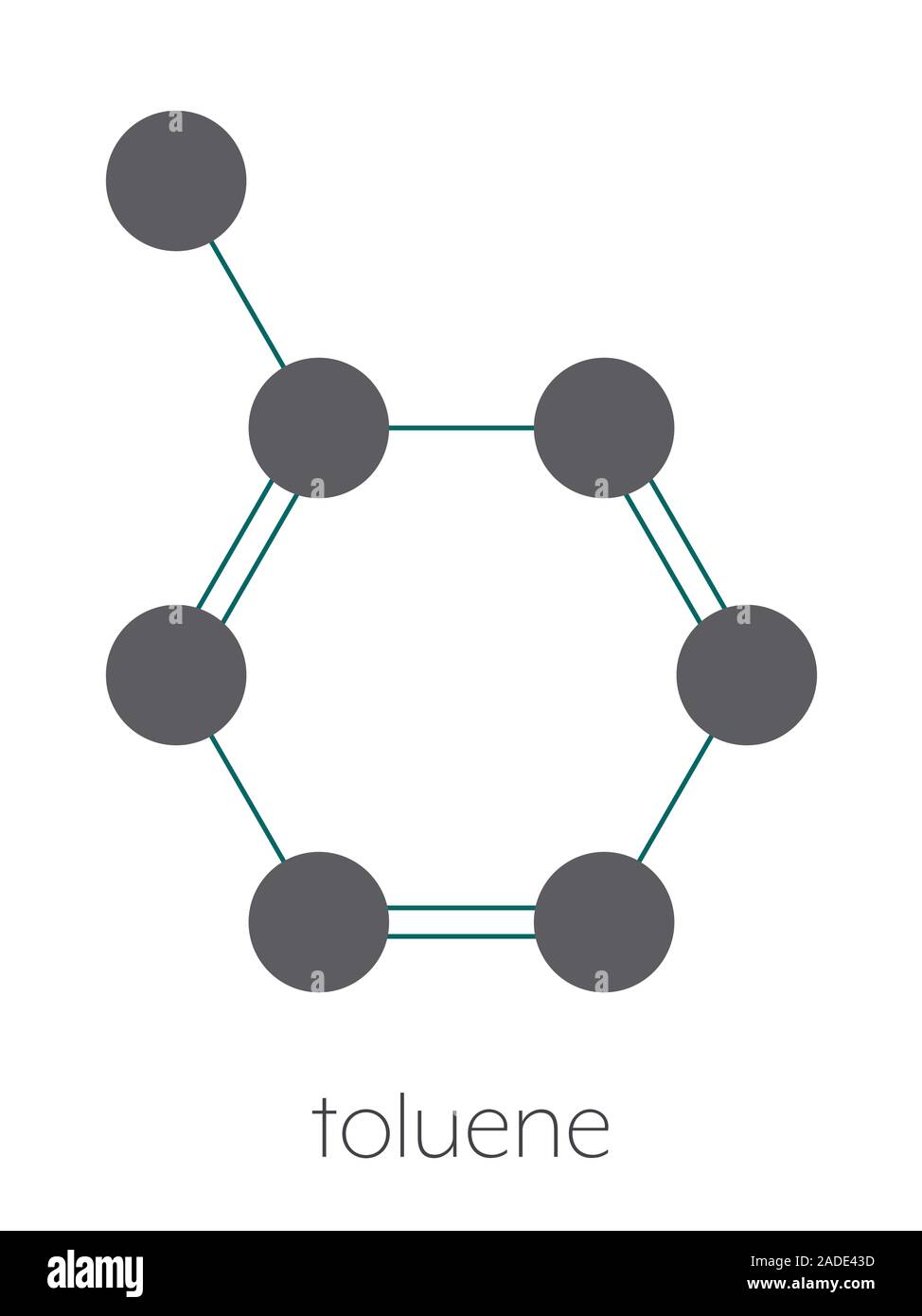 Toluene (methylbenzen, toluol) chemical solvent molecule. Stylized ...