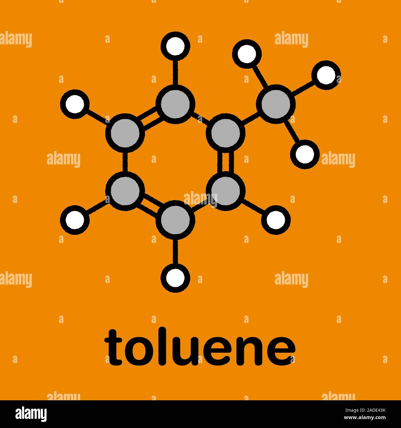 Toluene (methylbenzen, toluol) chemical solvent molecule. Stylized ...