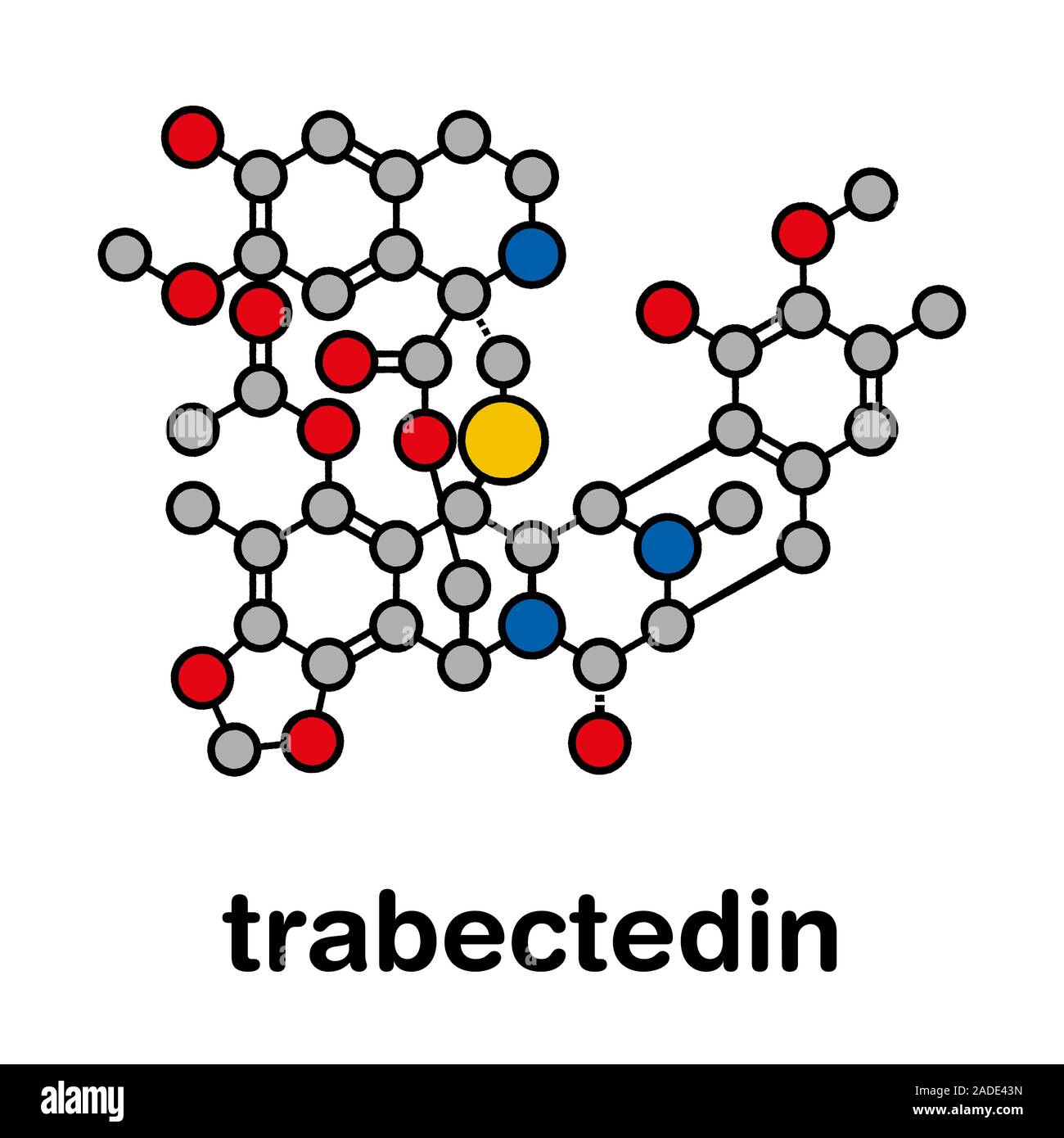 Trabectedin cancer drug molecule. Stylized skeletal formula (chemical ...