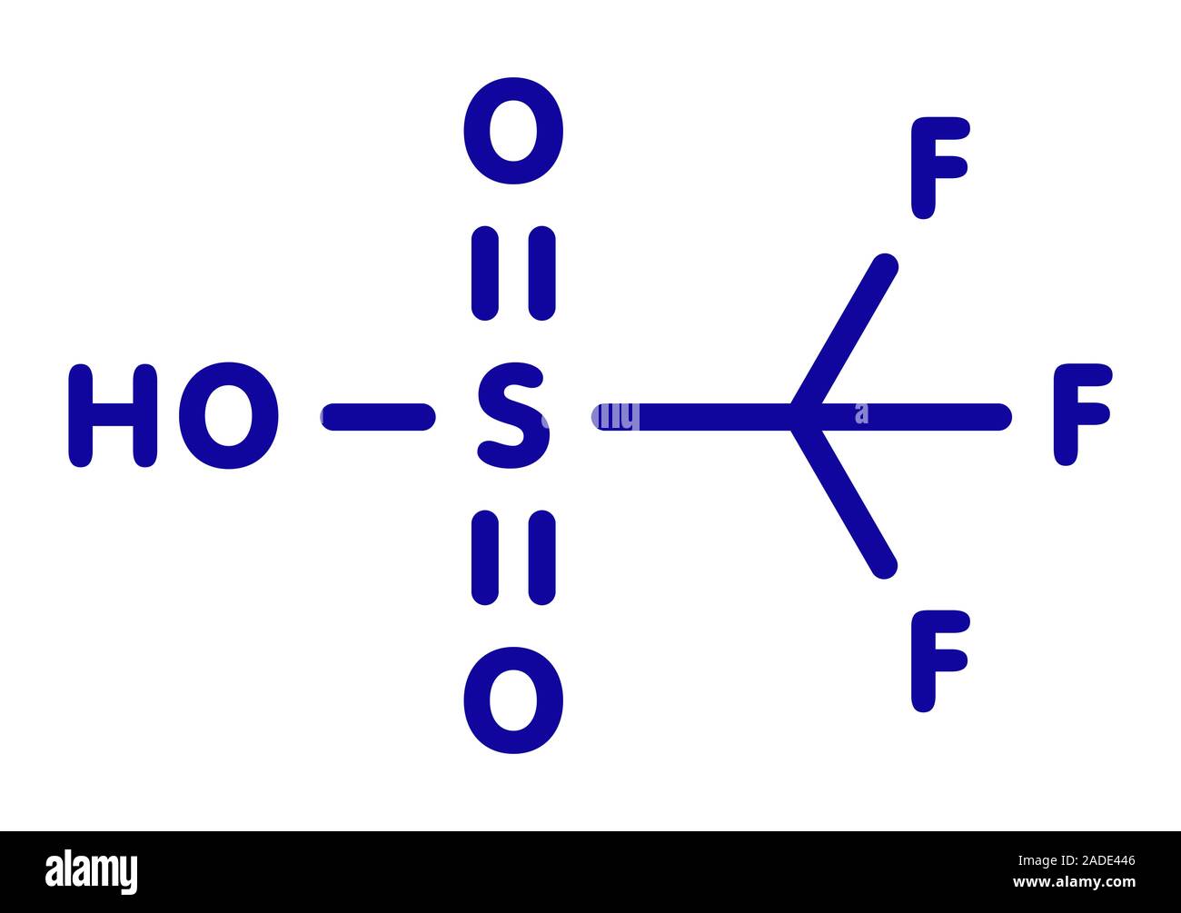 Triflic acid (trifluoromethanesulfonic acid) molecule. One of the ...