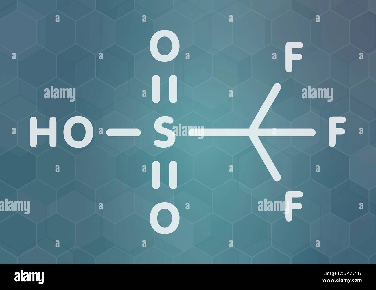 Triflic acid (trifluoromethanesulfonic acid) molecule. One of the ...