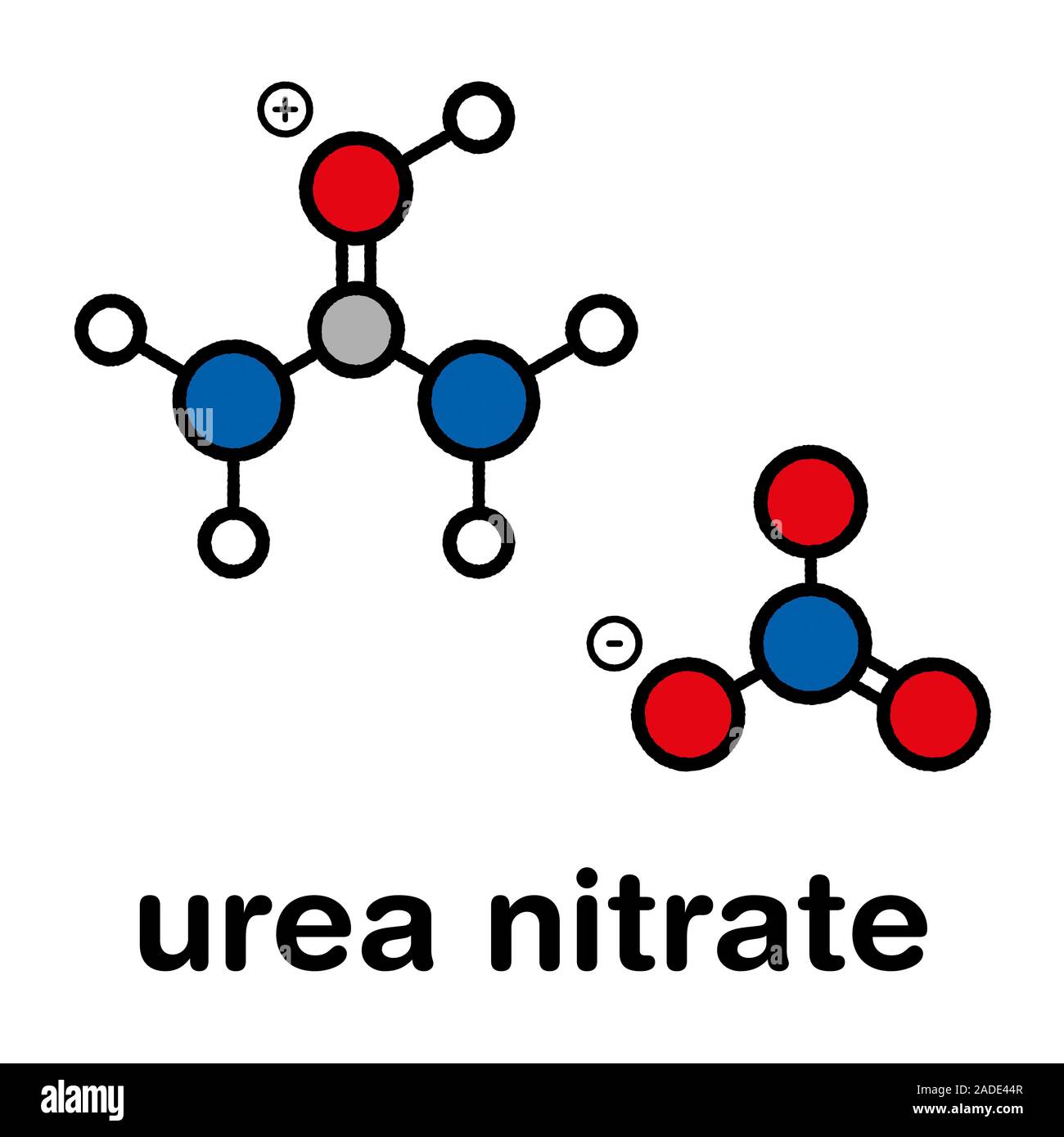 Urea nitrate high explosive molecule. Prepared by reacting urea with ...
