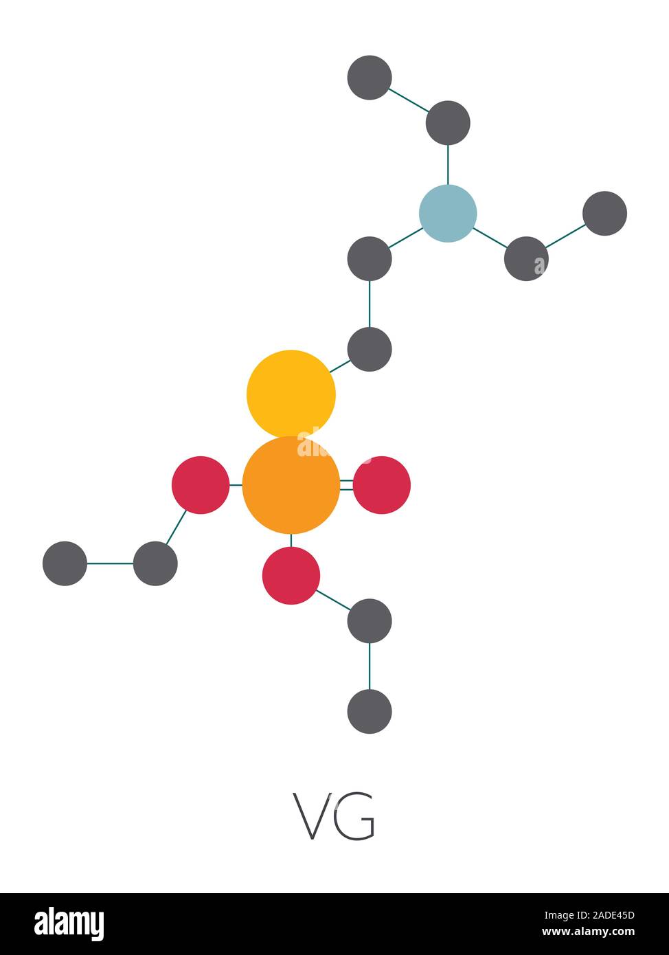 Amiton (VG) nerve agent molecule. Stylized skeletal formula (chemical ...