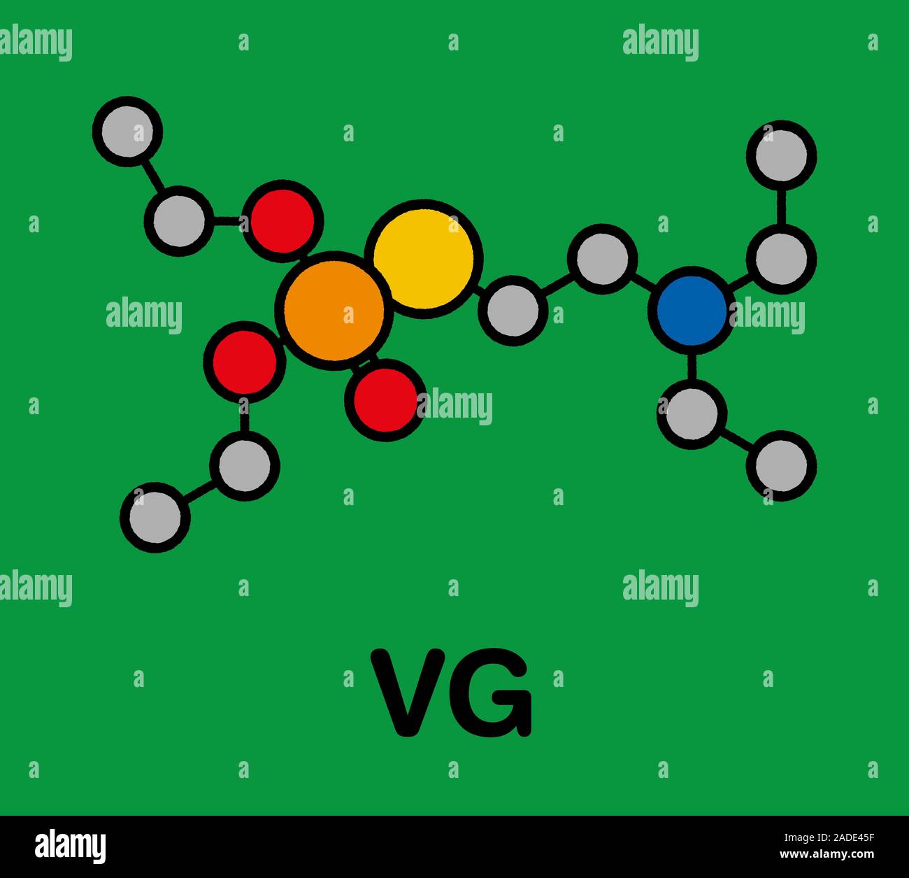 Amiton (VG) nerve agent molecule. Stylized skeletal formula (chemical ...