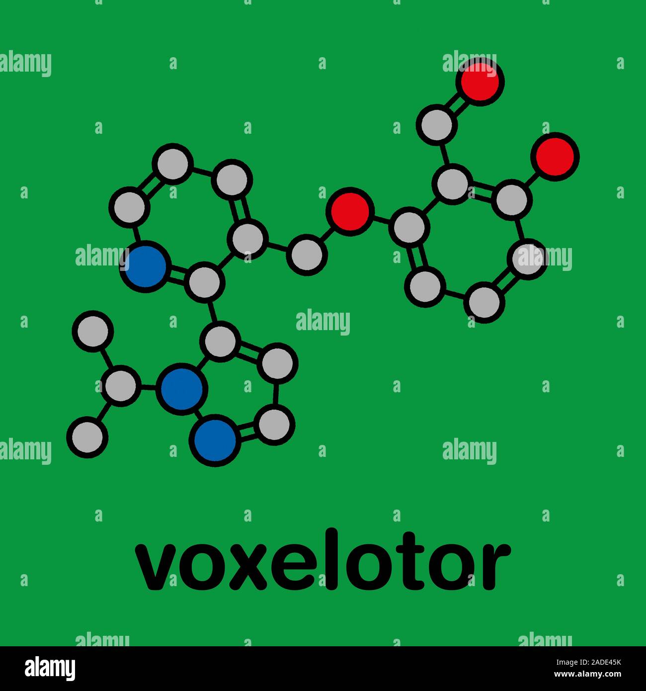 Voxelotor sickle cell disease drug molecule. Stylized skeletal formula ...
