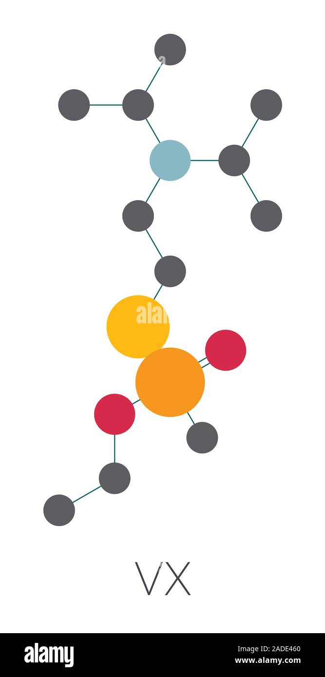 VX nerve agent molecule (chemical weapon). Stylized skeletal formula ...