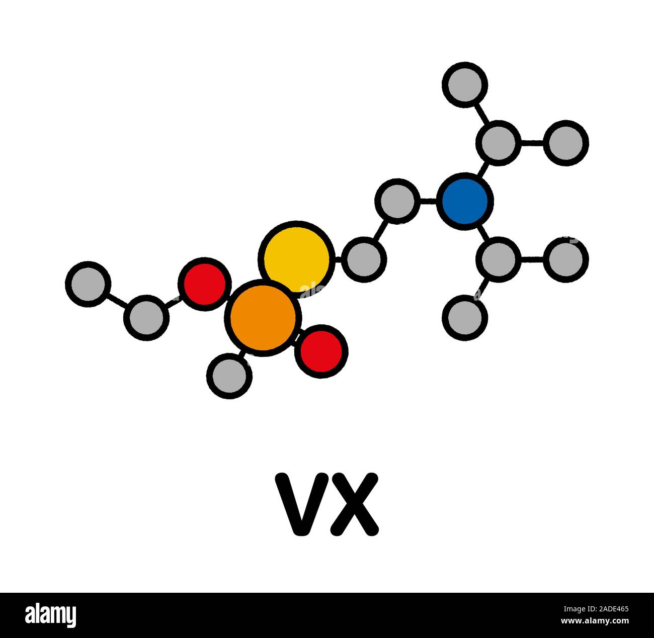 VX nerve agent molecule (chemical weapon). Stylized skeletal formula ...
