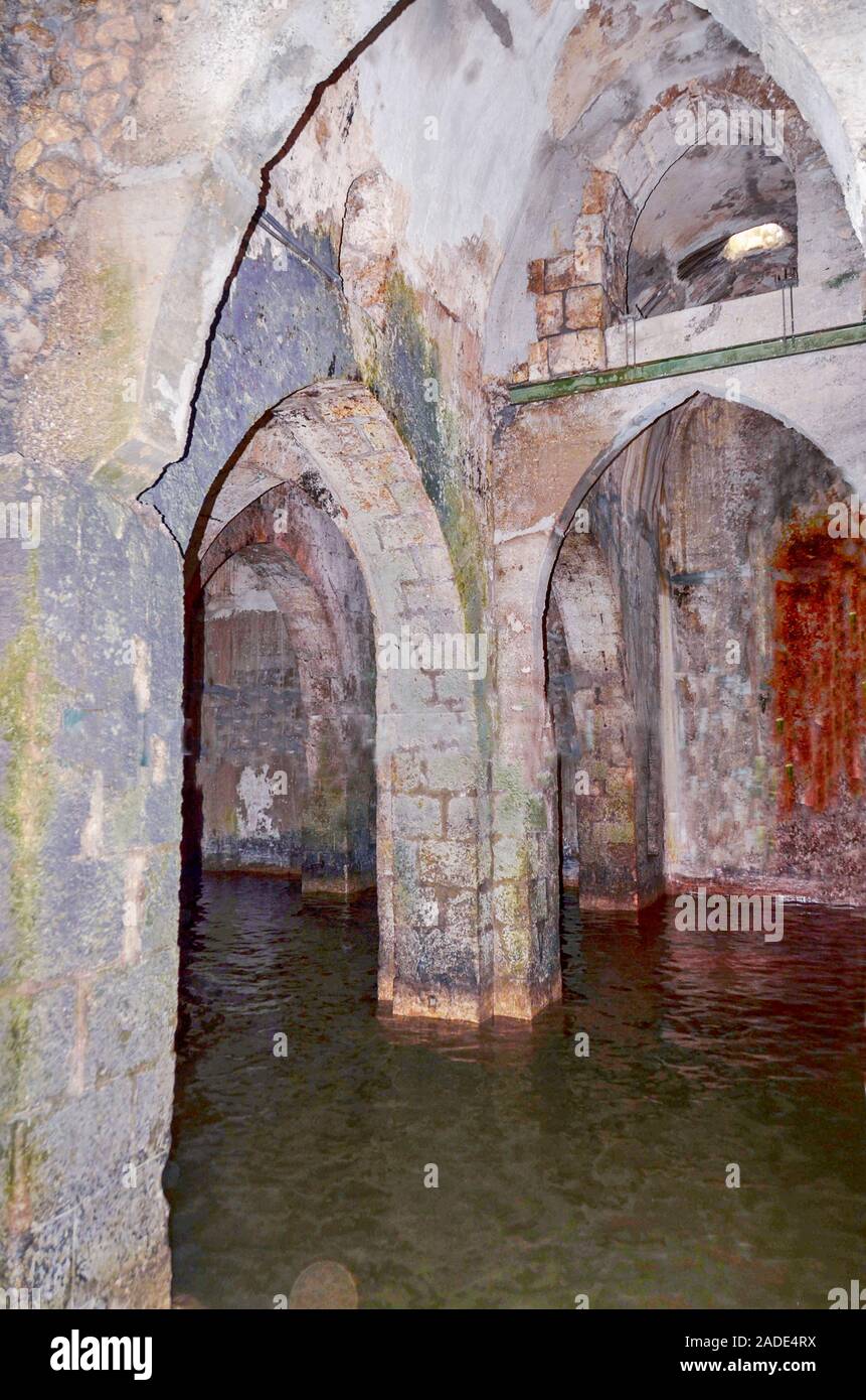 Israel, Ramla, The Pool of Arches, an underground water cistern. Also ...
