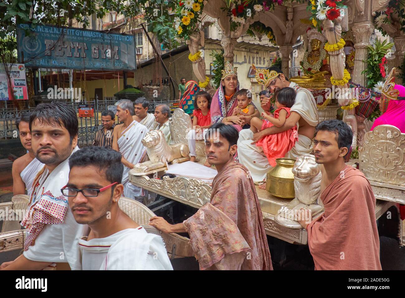 A procession of the Jain community in Mumbai, India, with a prominent ...