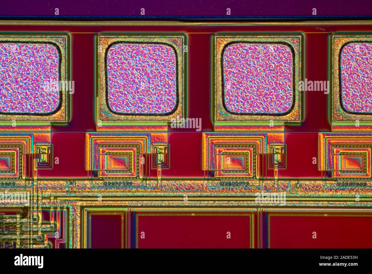 Microchip surface. Differential interference contrast (DIC) light ...