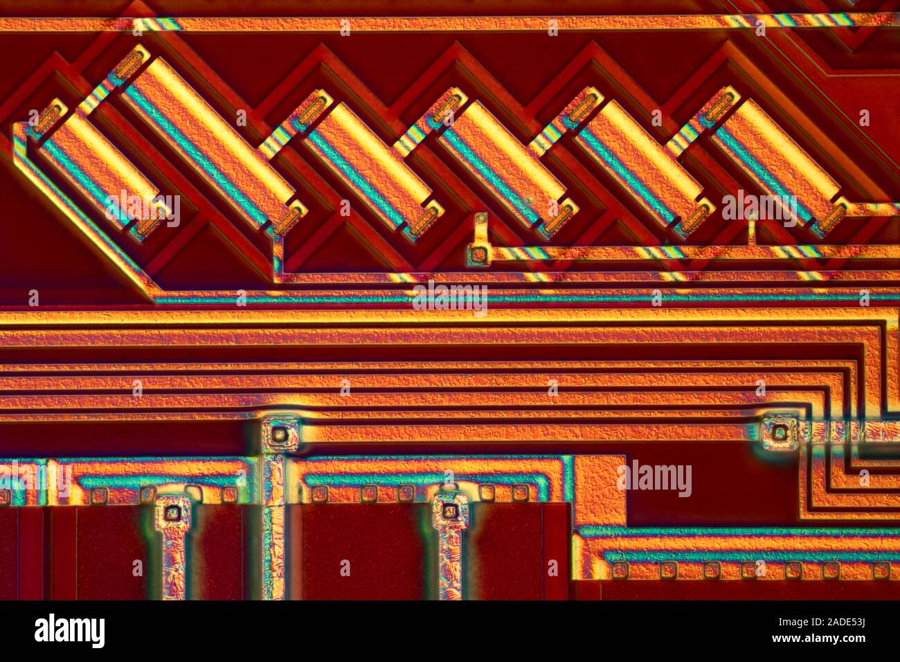 Microchip surface. Differential interference contrast (DIC) light ...