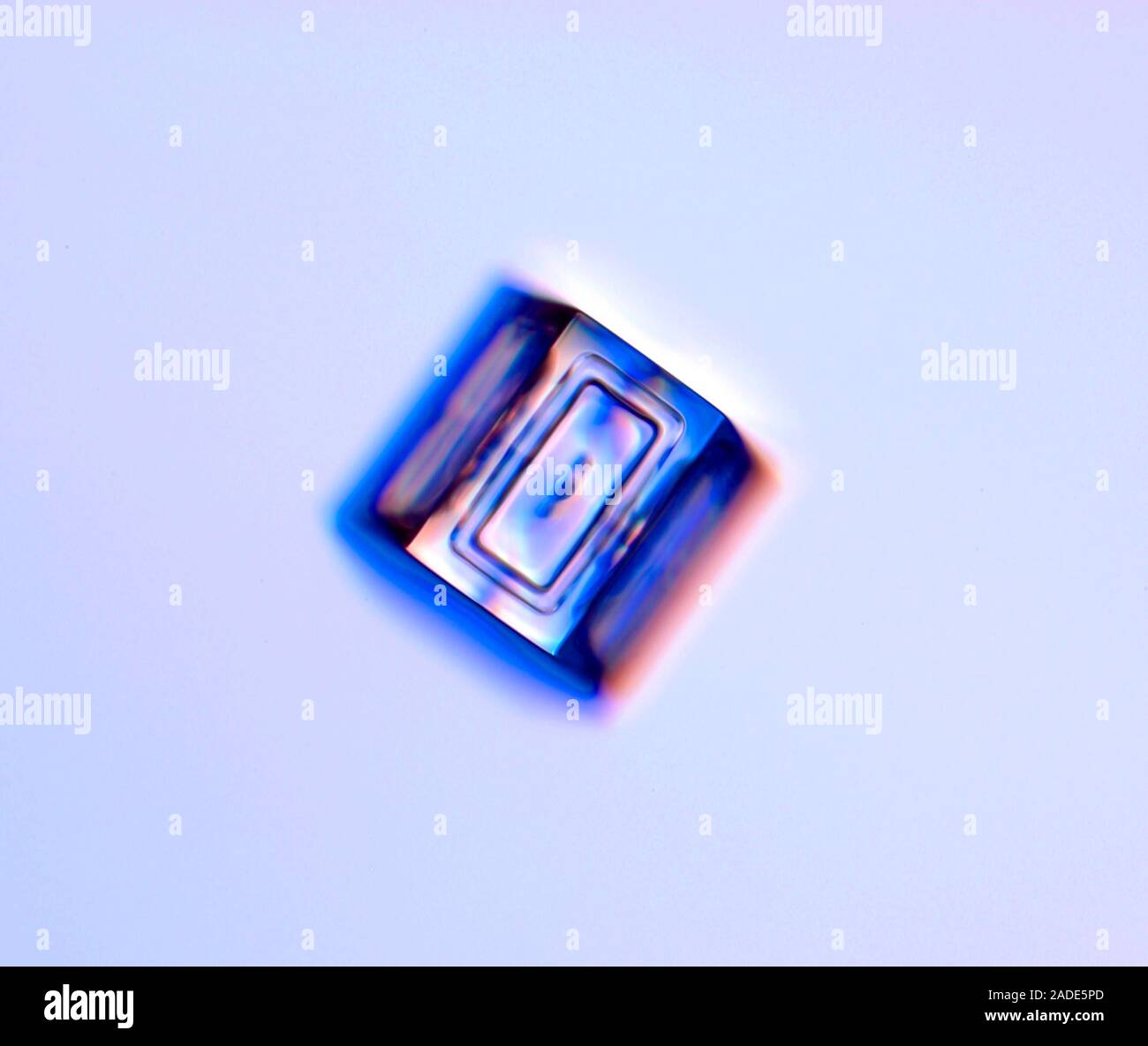 Snowflake simple crystal. Light micrograph of a simple prism snowflake ...