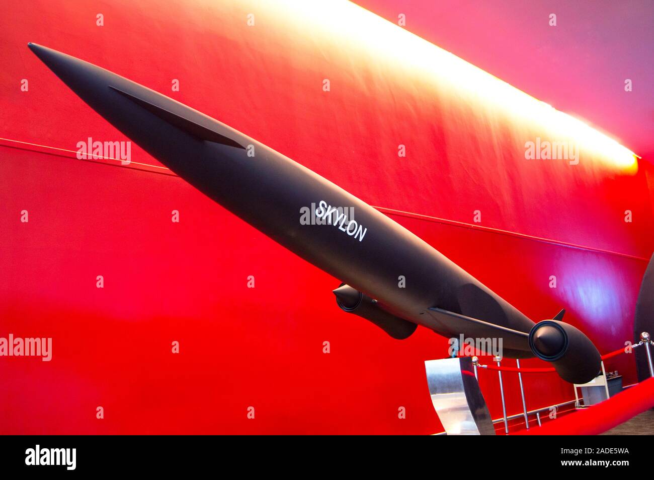 A scale model of the Skylon spaceplane proposed by UK space company ...