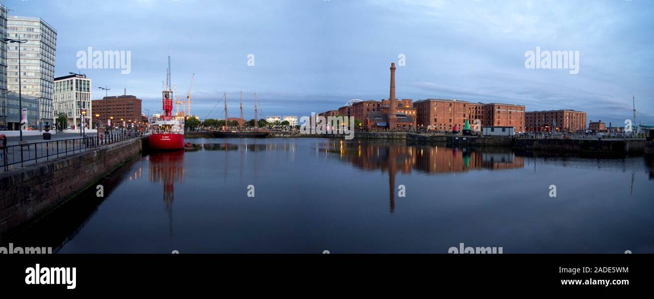 A multiframe panorama of Canning Dock in Liverpool, UK, with the ...
