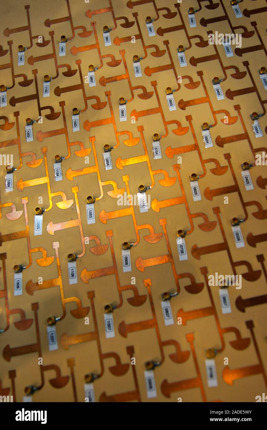 An array of copper-printed radiating elements on a substrate, complete ...