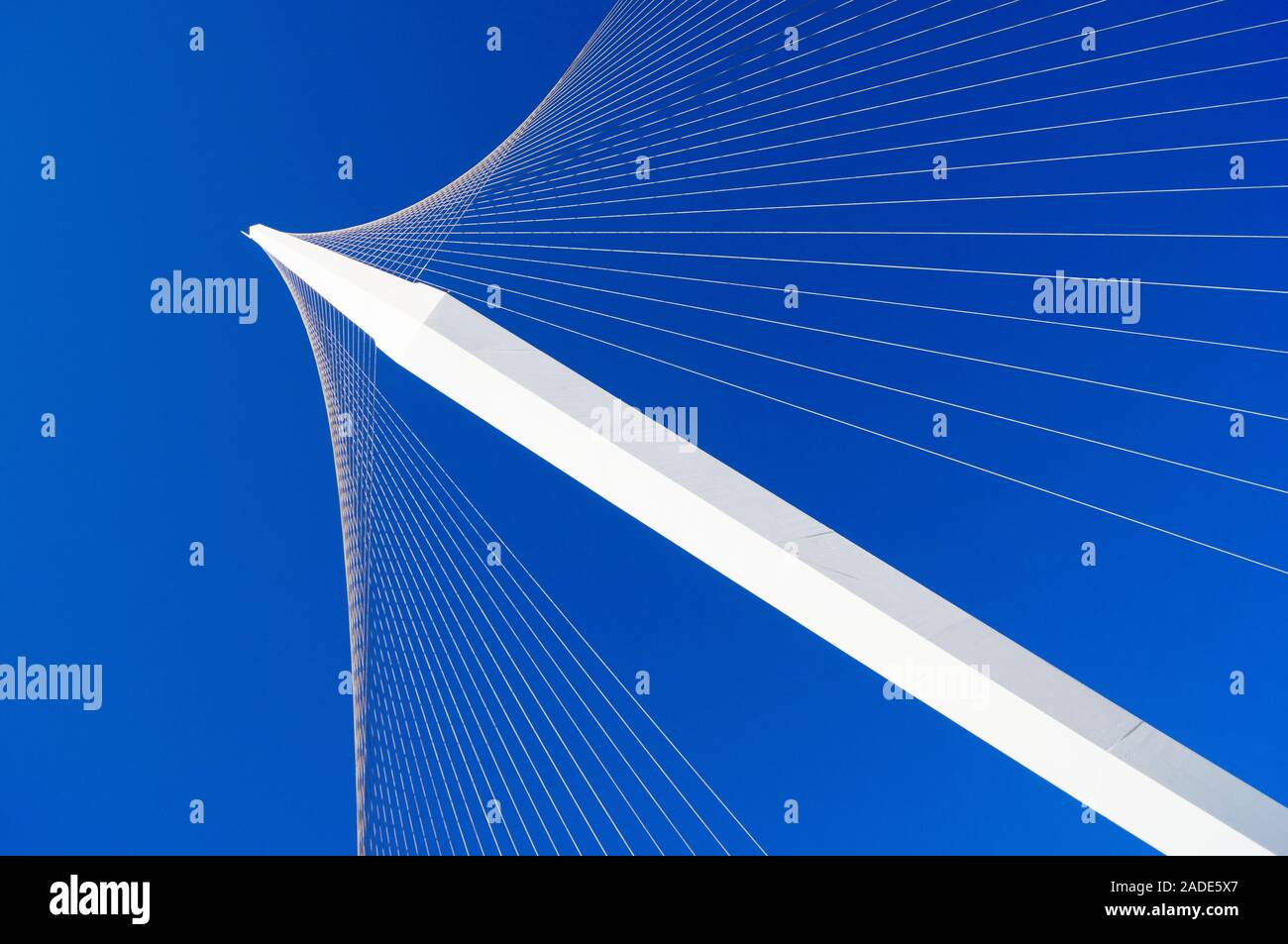 Detail of the suspension system of Chords Bridge in Jerusalem, Israel ...