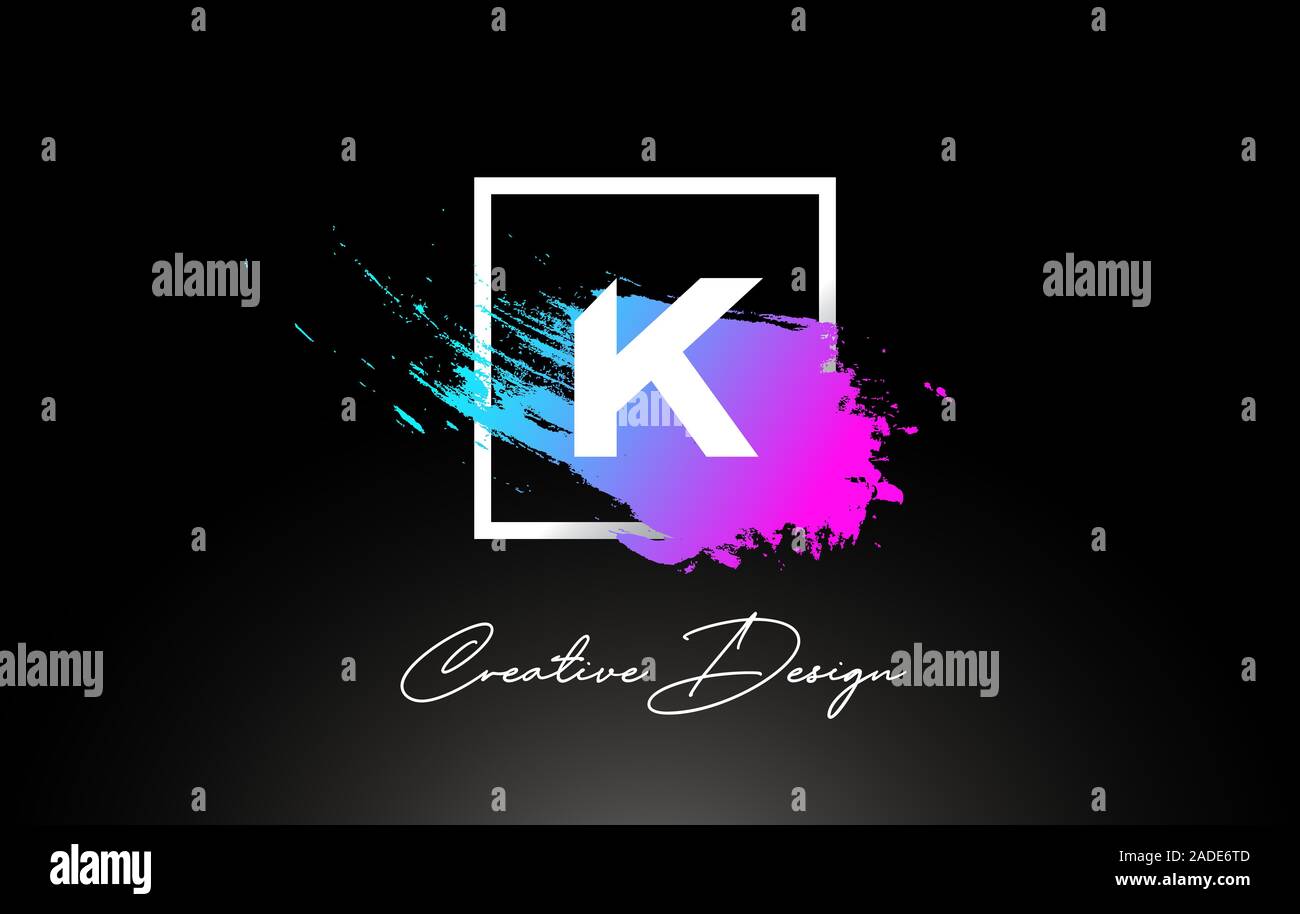 K Artistic Brush Letter Logo Design in Purple Blue Colors Vector ...