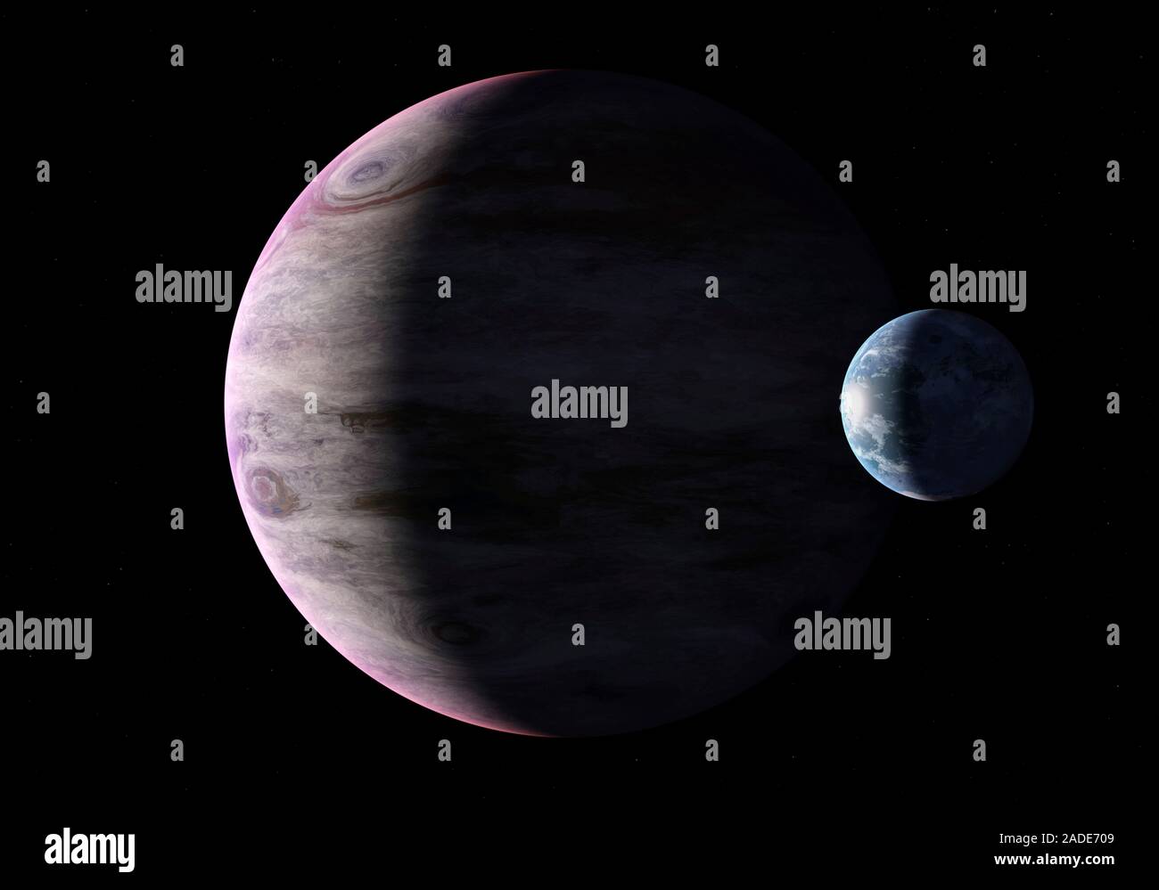 Speculative illustration of an Earth-like extrasolar planet orbiting a ...