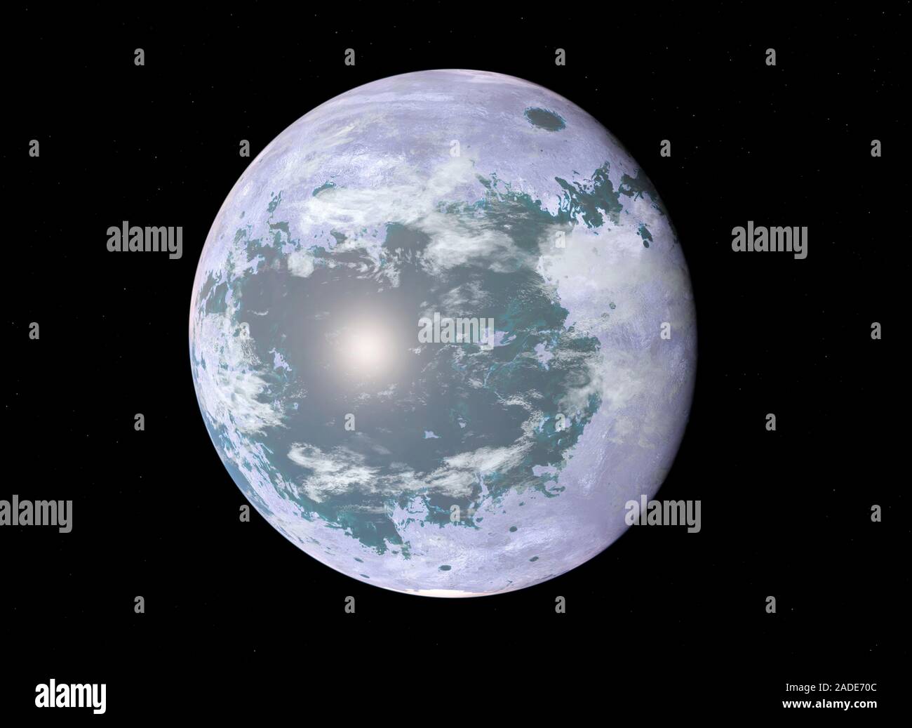 Speculative illustration of an Earth-like extrasolar planet partially ...