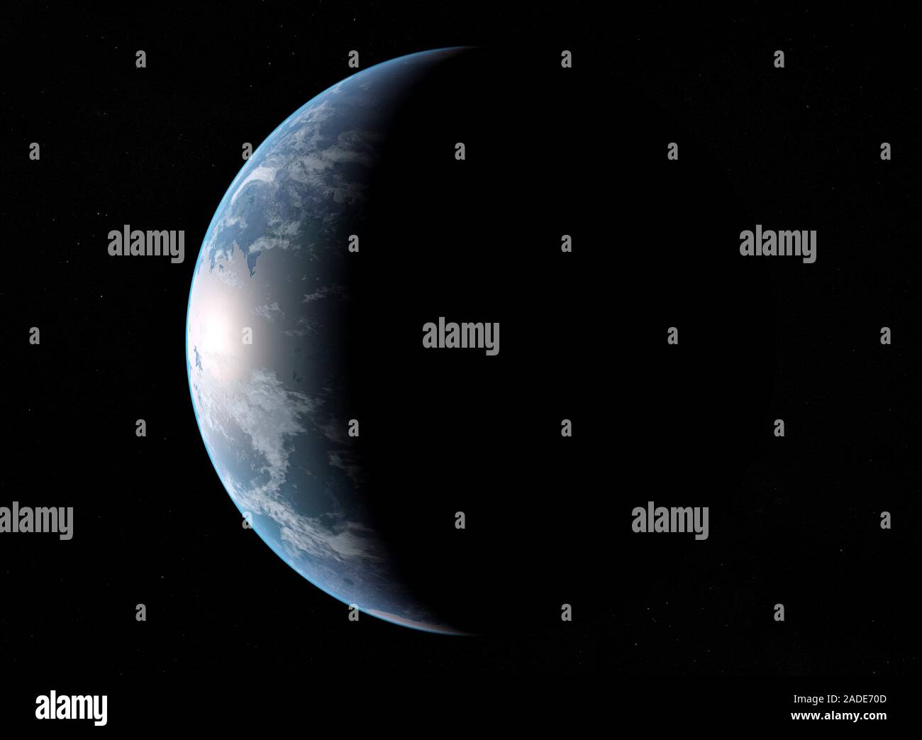 Speculative illustration of an Earth-like extrasolar planet partially ...